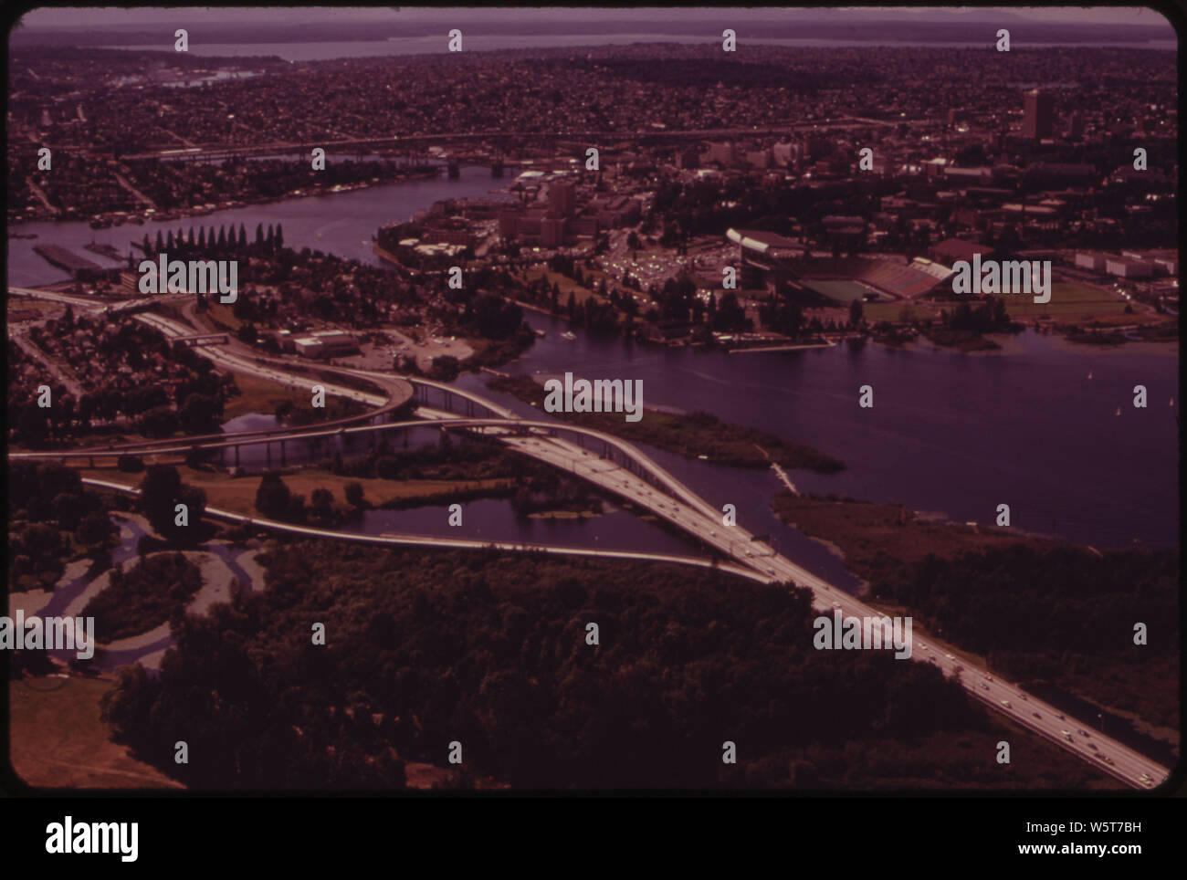 PORTAGE AND UNION BAYS ON LAKE WASHINGTON. FREEWAY NETWORK IS THE ...