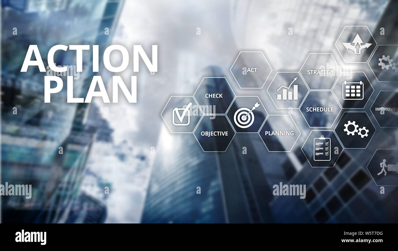 Action Plan Strategy Planning Vision Direction. Financial concept on ...