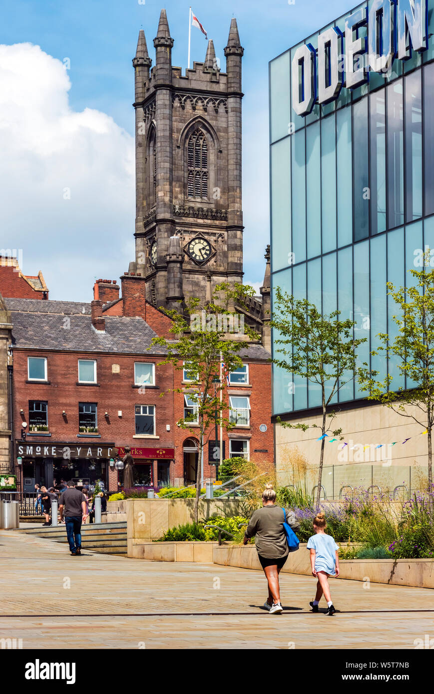 Oldham Chruch and Odeon Cinema, Greater Manchester UK Stock Photo - Alamy