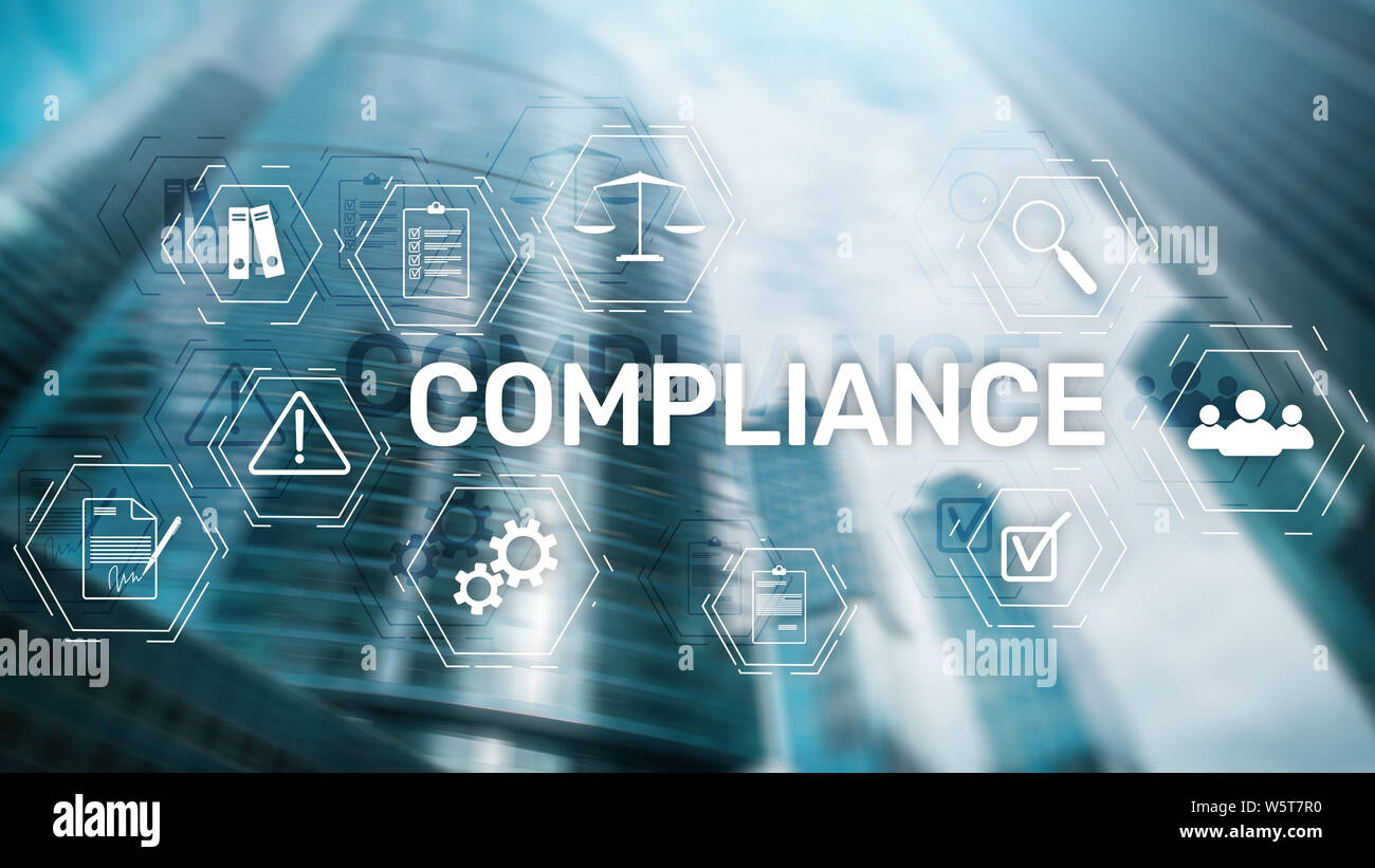 Compliance diagram with icons. Business concept on abstract background ...
