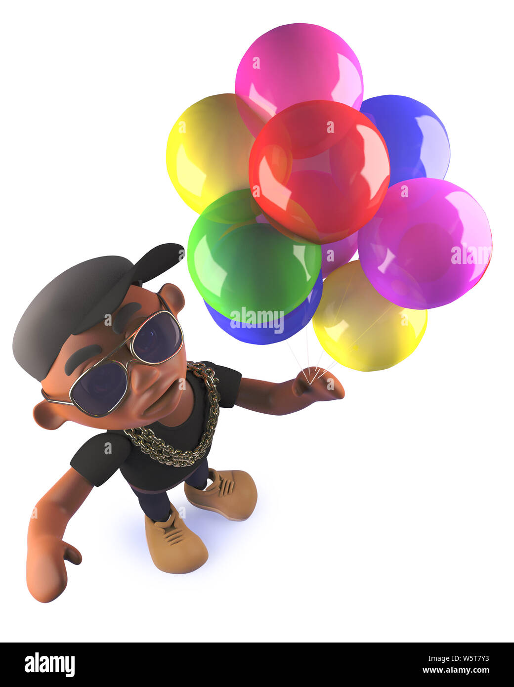 Rendered image of a cartoon black African American hiphop rapper with ...