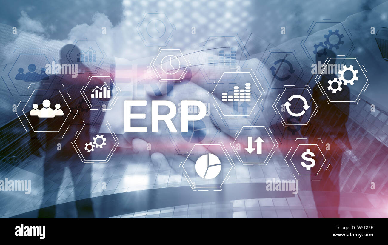 ERP system, Enterprise resource planning on blurred background ...