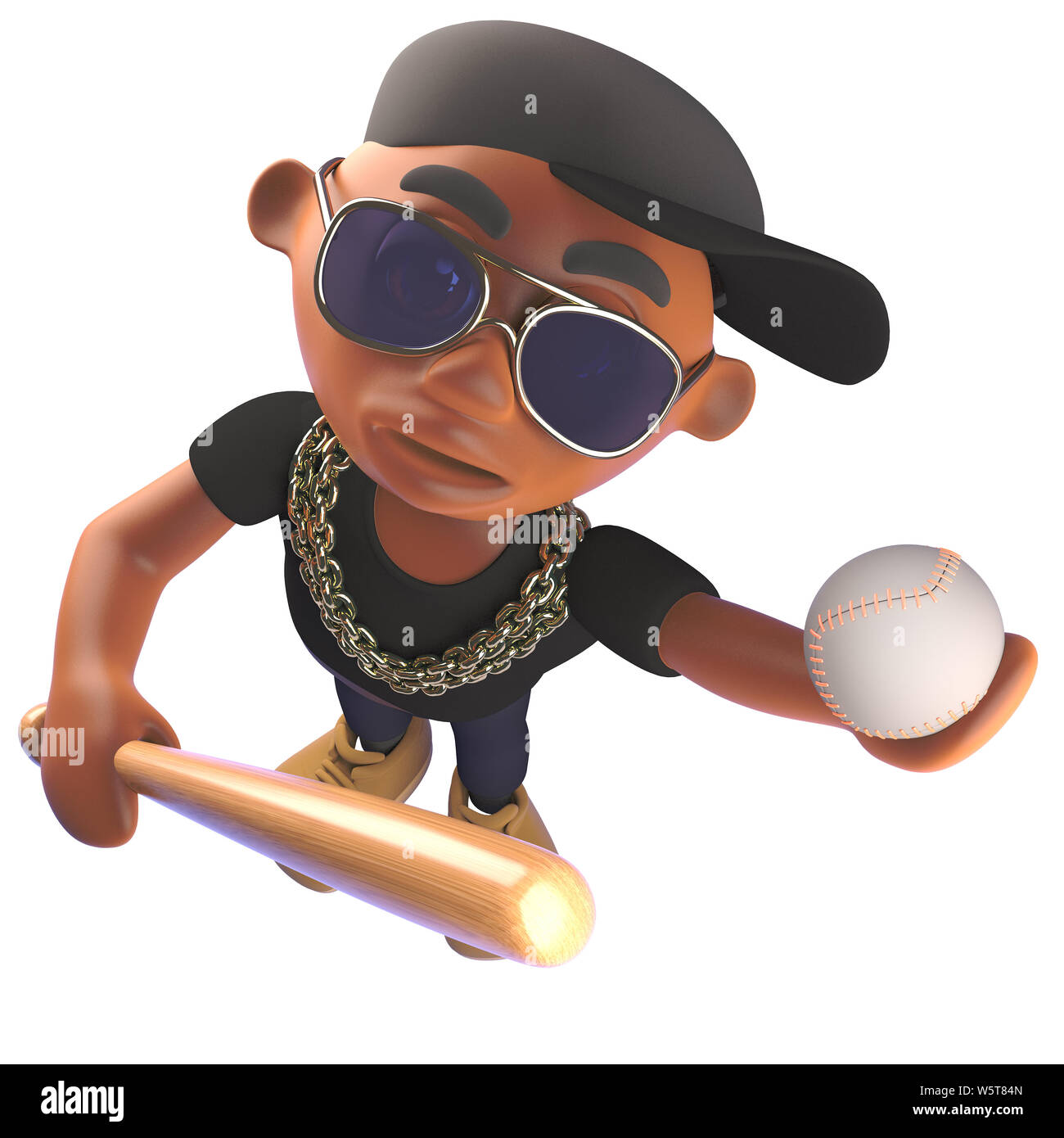 Rendered image of a black African American hiphop rap artist holding a ...