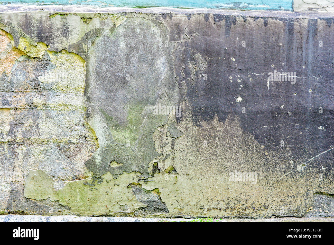 Texture of dirty destroyed concrete wall with black paint and dirt ...