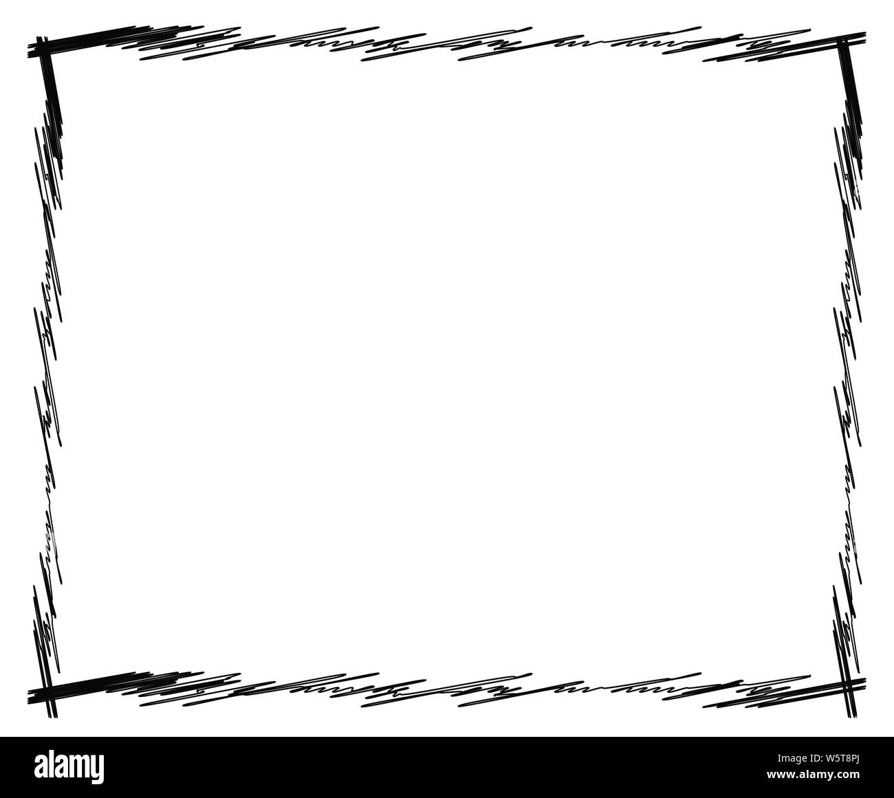 Sketch, scribble rectangular photo / picture frame with white space ...