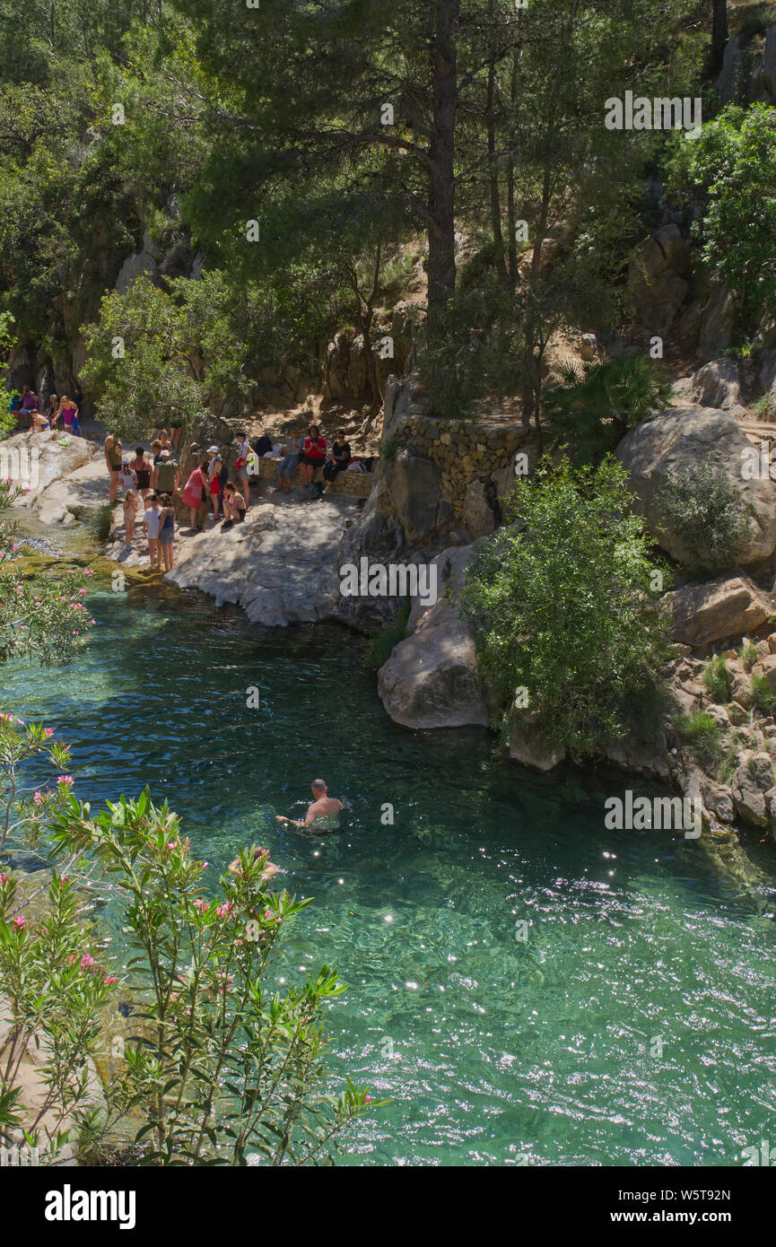 Les Fonts d'Algar (The Waterfalls of Algar), near Benidorm, Costa ...