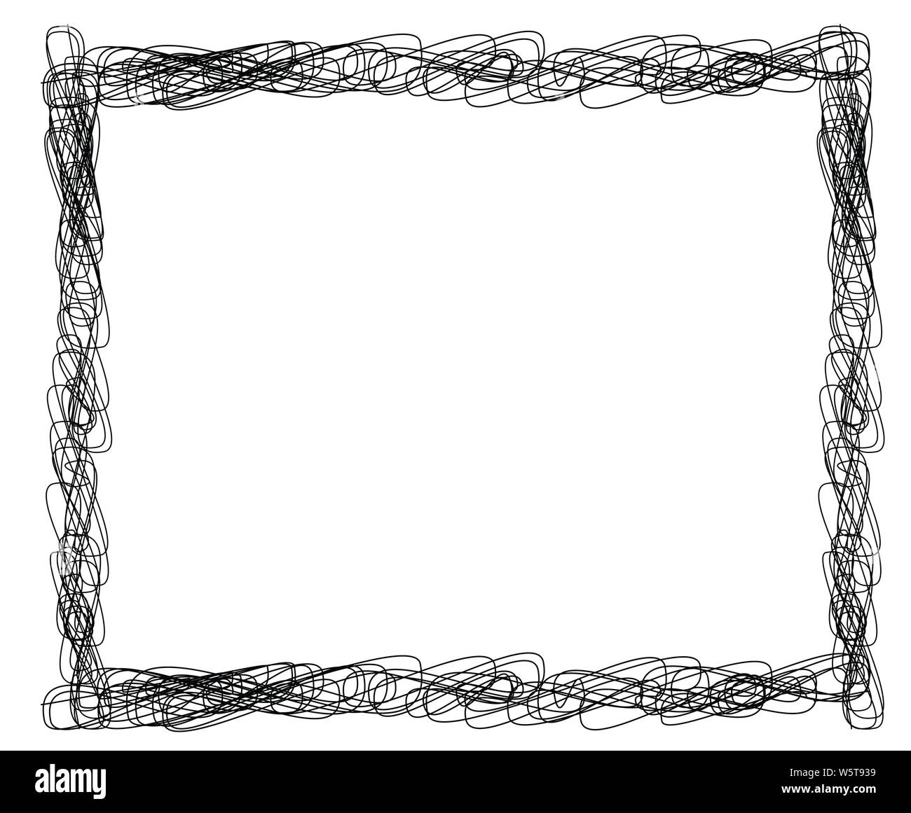Sketch, scribble rectangular photo / picture frame with white space ...