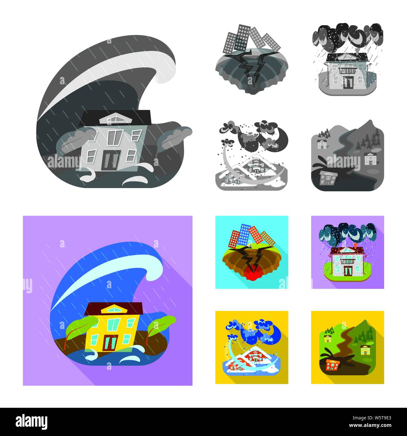 Vector design of weather and distress logo. Set of weather and crash ...