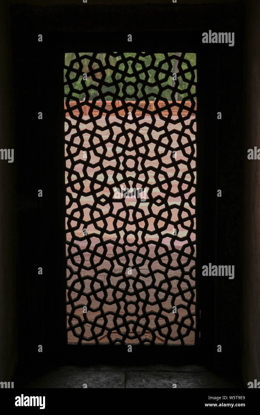 View from the decorated windows of Humayun's Tomb, New Delhi, India ...