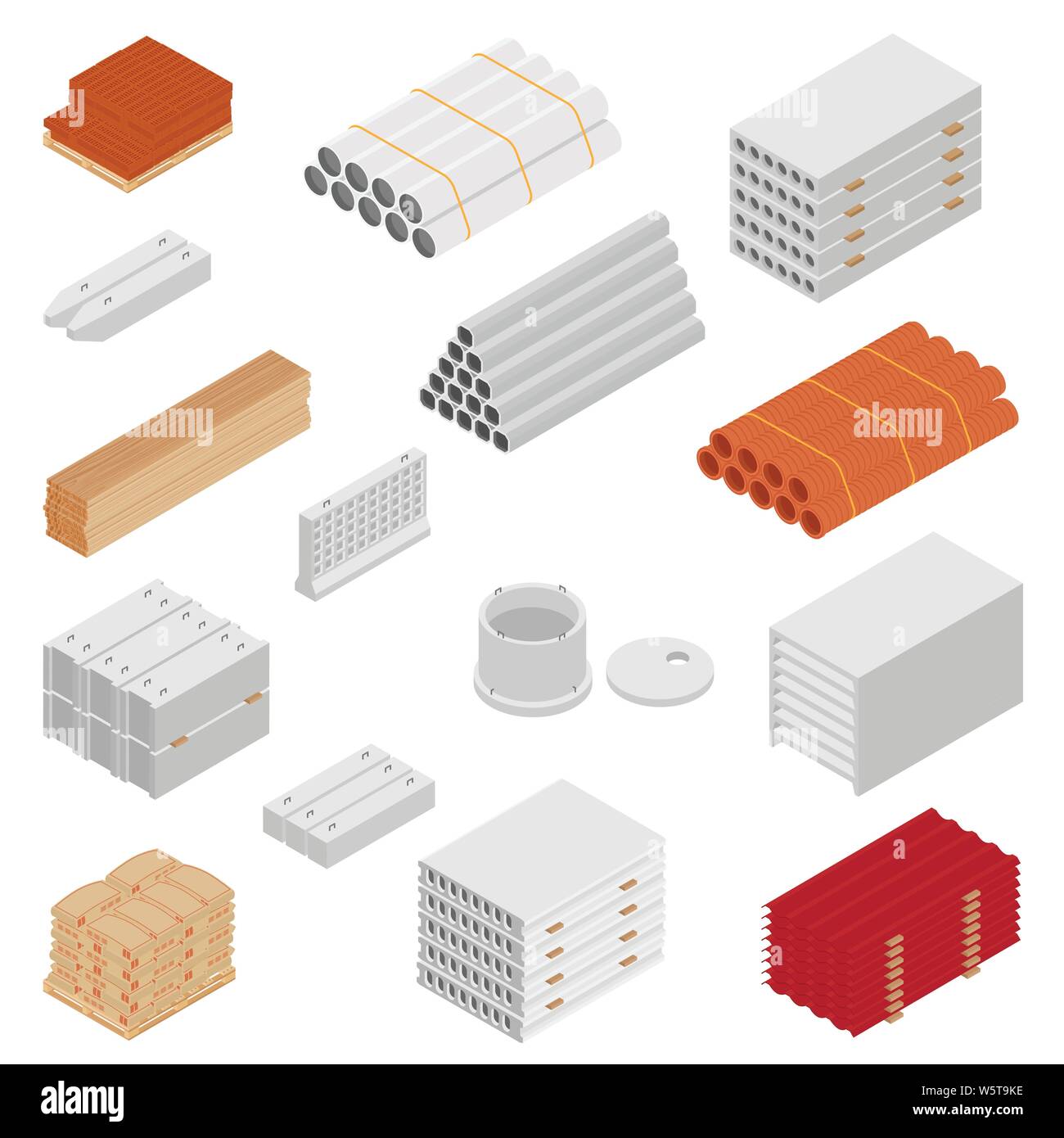 Building and construction materials vector icon set isometric view ...