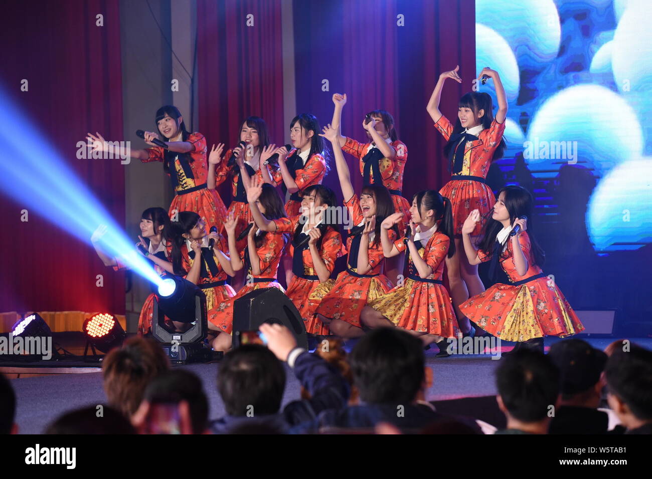 Members of Taiwanese idol girl group AKB48 Team TP perform during a ...