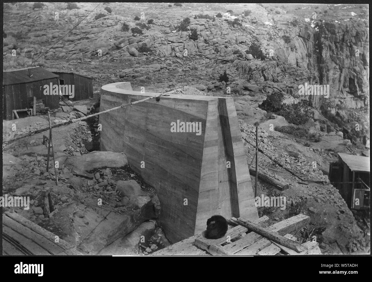Pathfinder Dam; guide wall at north end of dam.; Scope and content ...