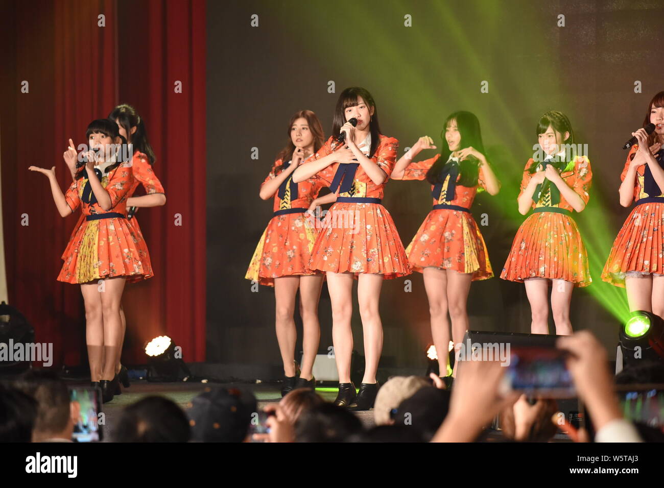 Members of Taiwanese idol girl group AKB48 Team TP perform during a ...