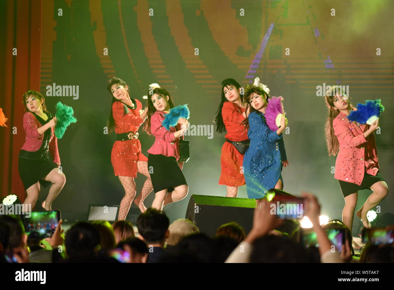 Members of Taiwanese idol girl group AKB48 Team TP perform during a ...