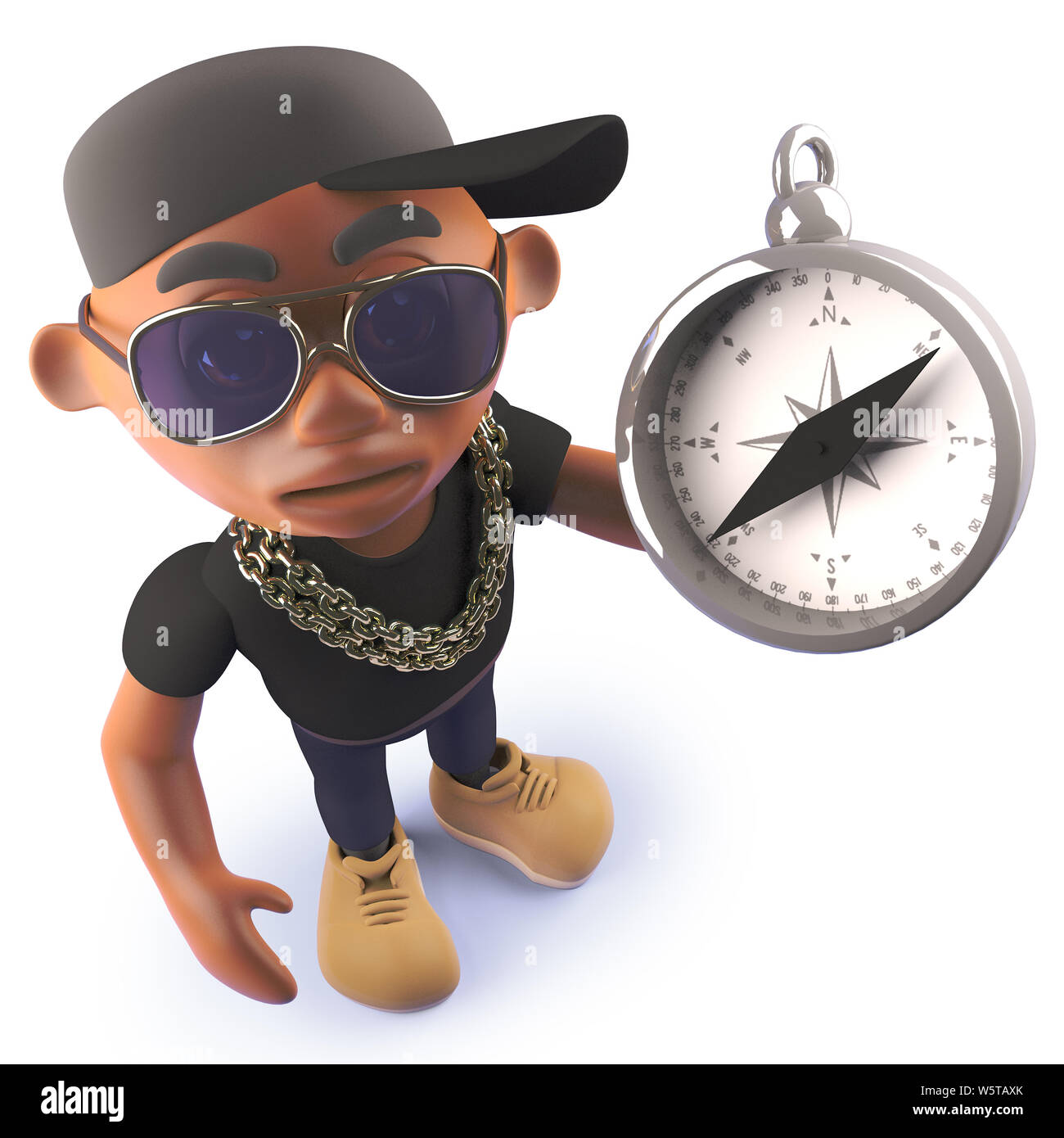 Rendered image of a cool black African American hiphop rapper holding a ...