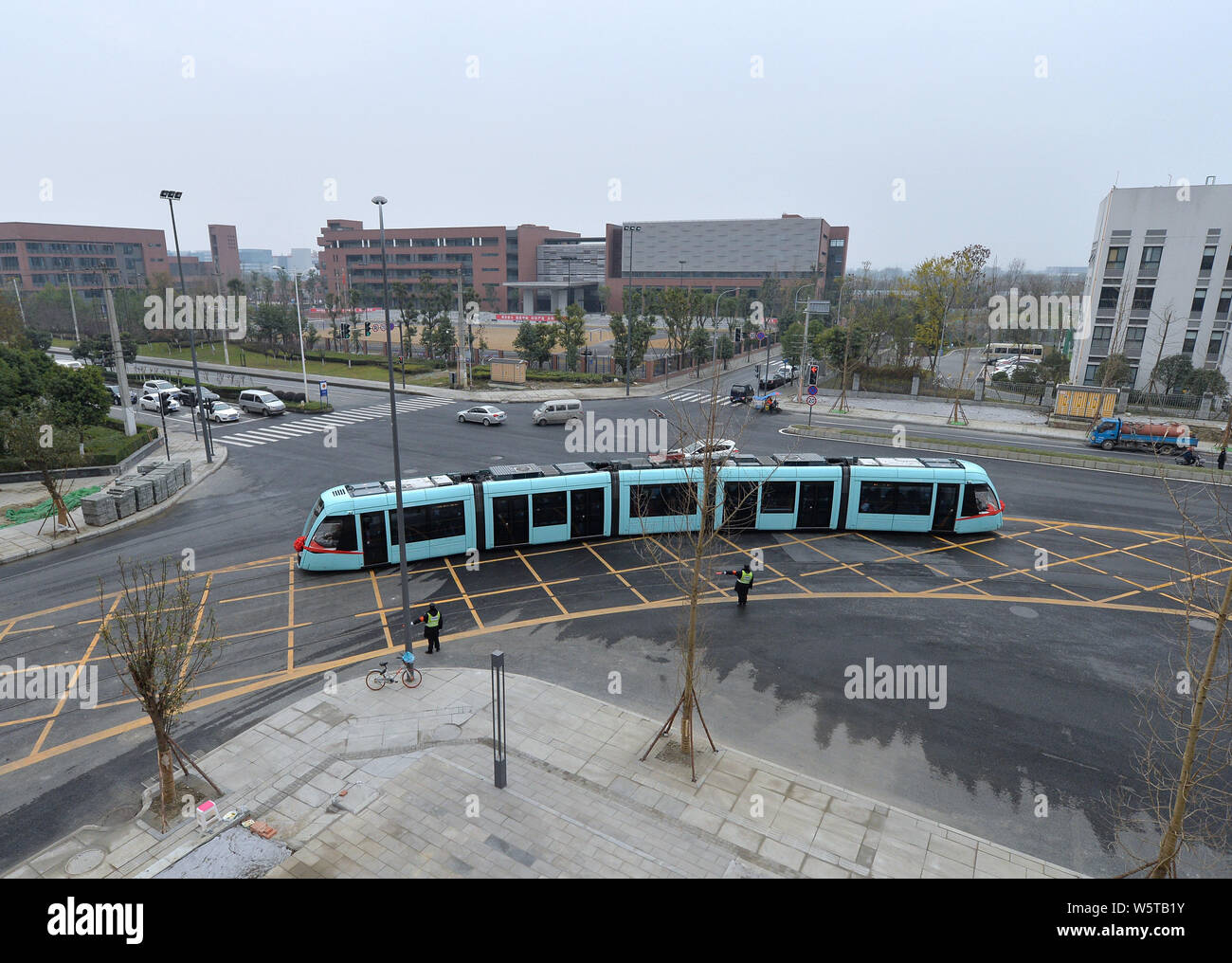 A tramcar is pictured on city's second tram line, Rong tram line 2 ...