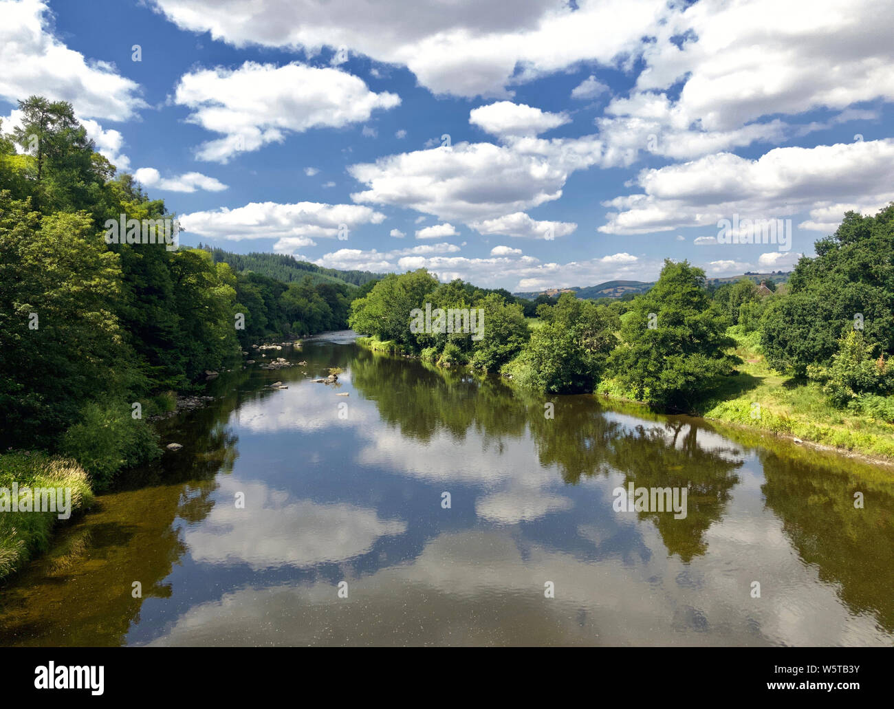 The River Wye looking upstream from Boughrood Bridge Stock Photo - Alamy