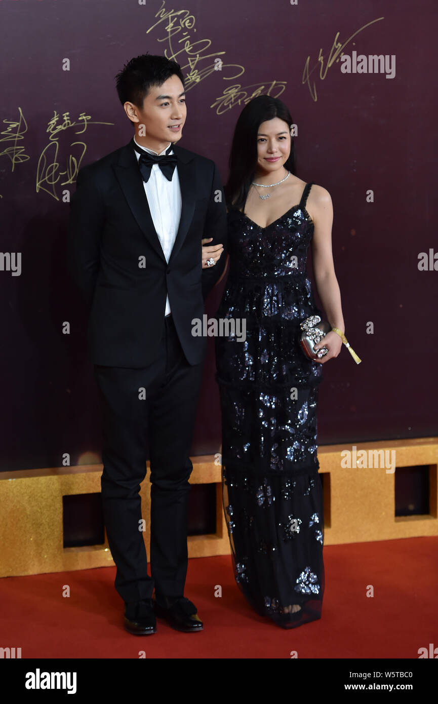 Taiwanese actress Michelle Chen, left, and her Chinese actor husband ...