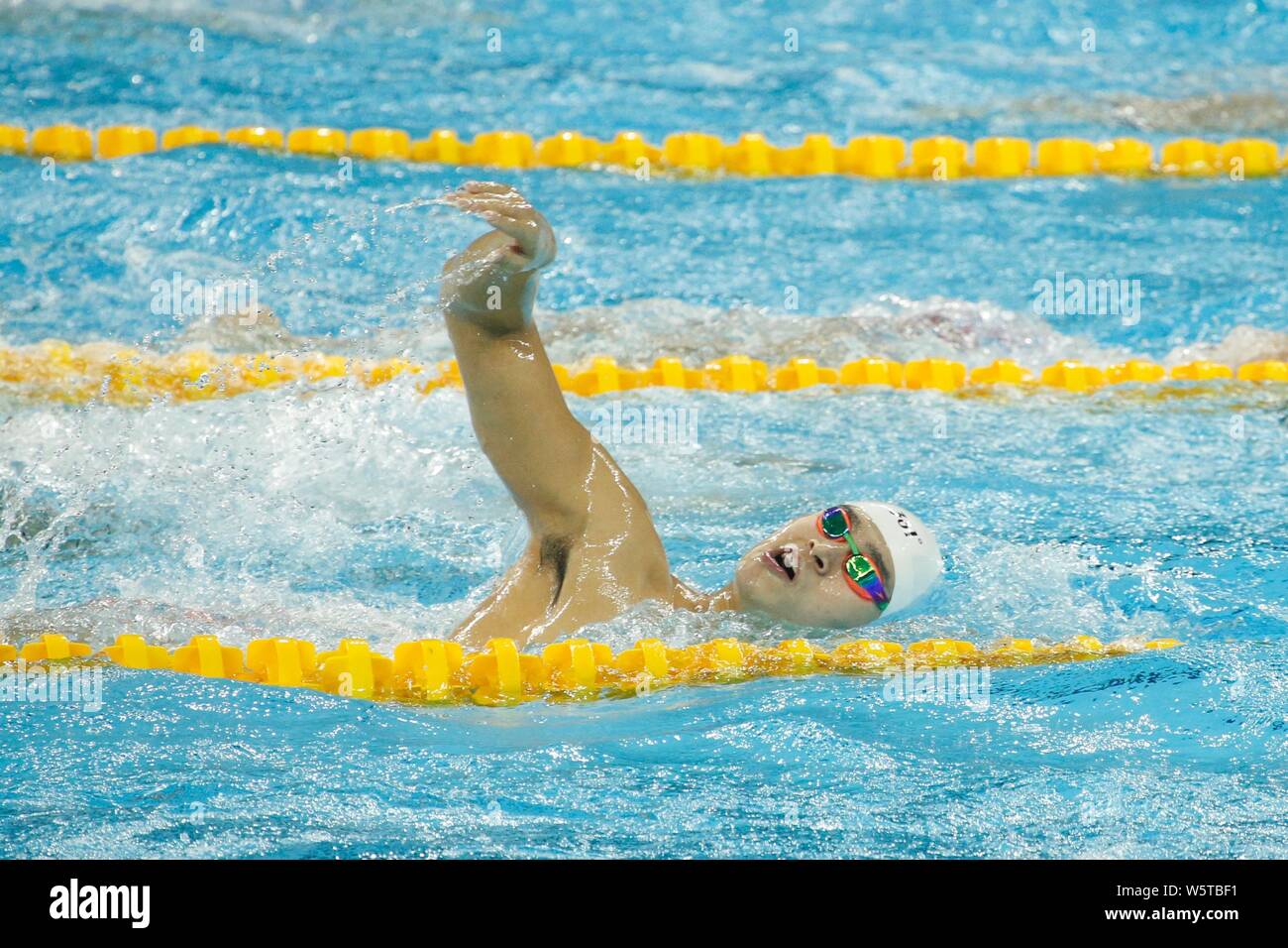 Chinese swimming Olympic champion Sun Yang takes part in a training ...
