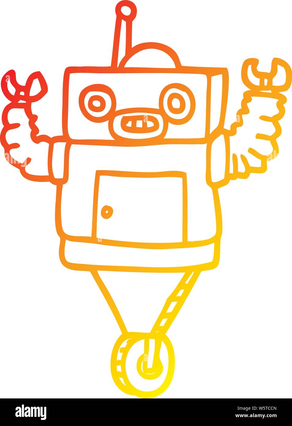 warm gradient line drawing of a cartoon robot Stock Vector Image & Art ...