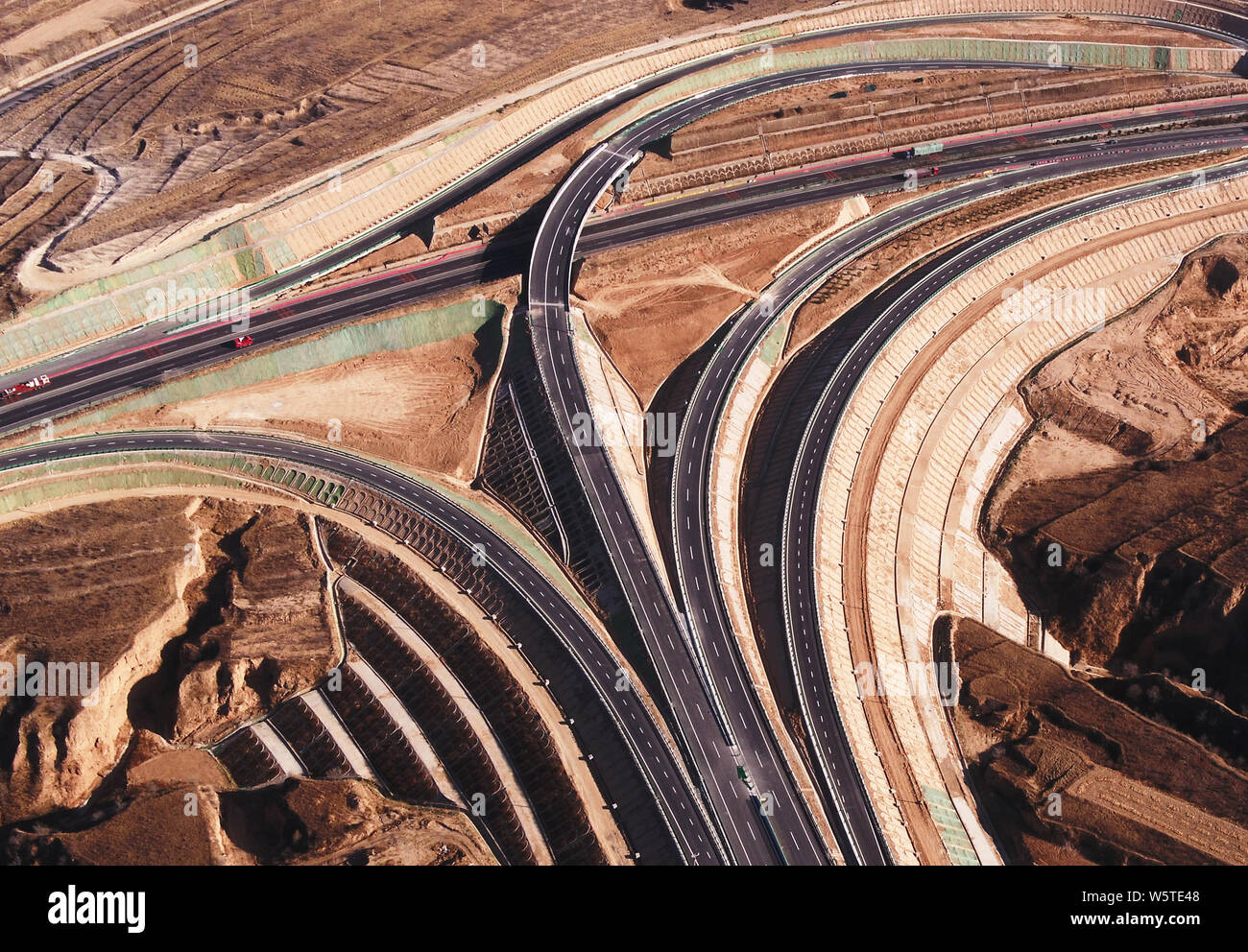 An aerial view of the Taihang mountain expressway in north China's ...