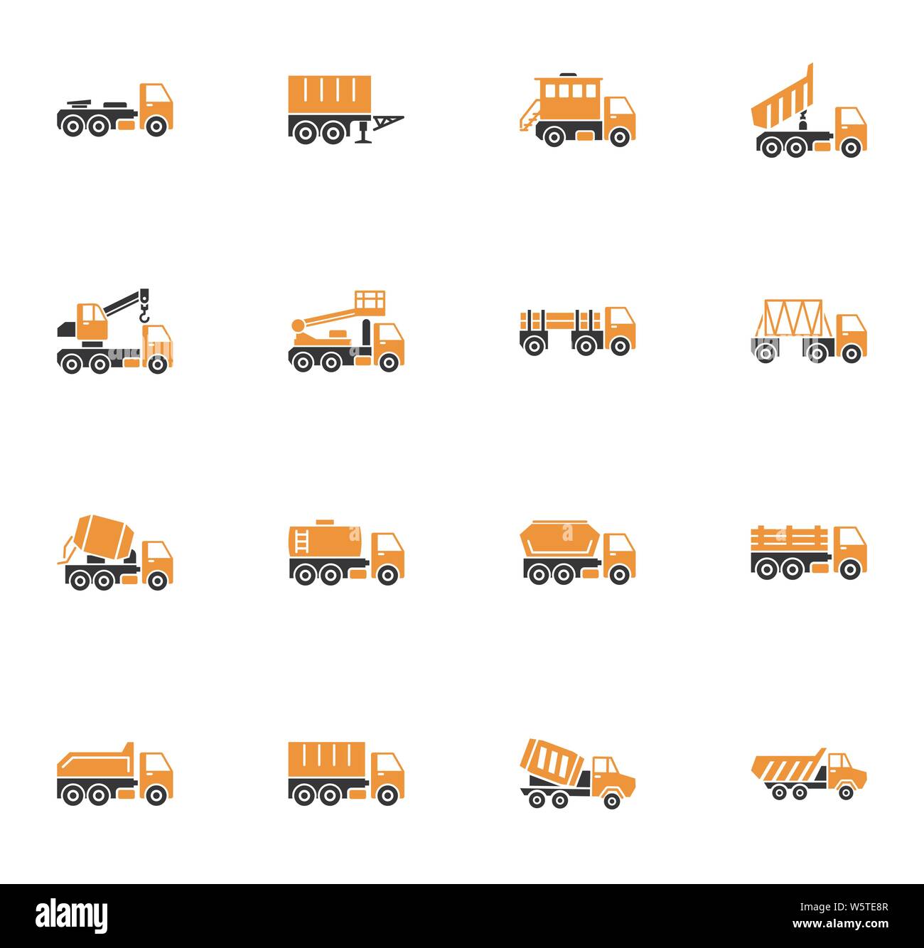 Heavy vehicle related icons set on background for graphic and web ...