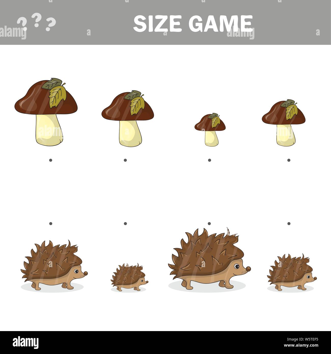 Autumn matching game for children, connect hedgehogs with mushrooms by ...