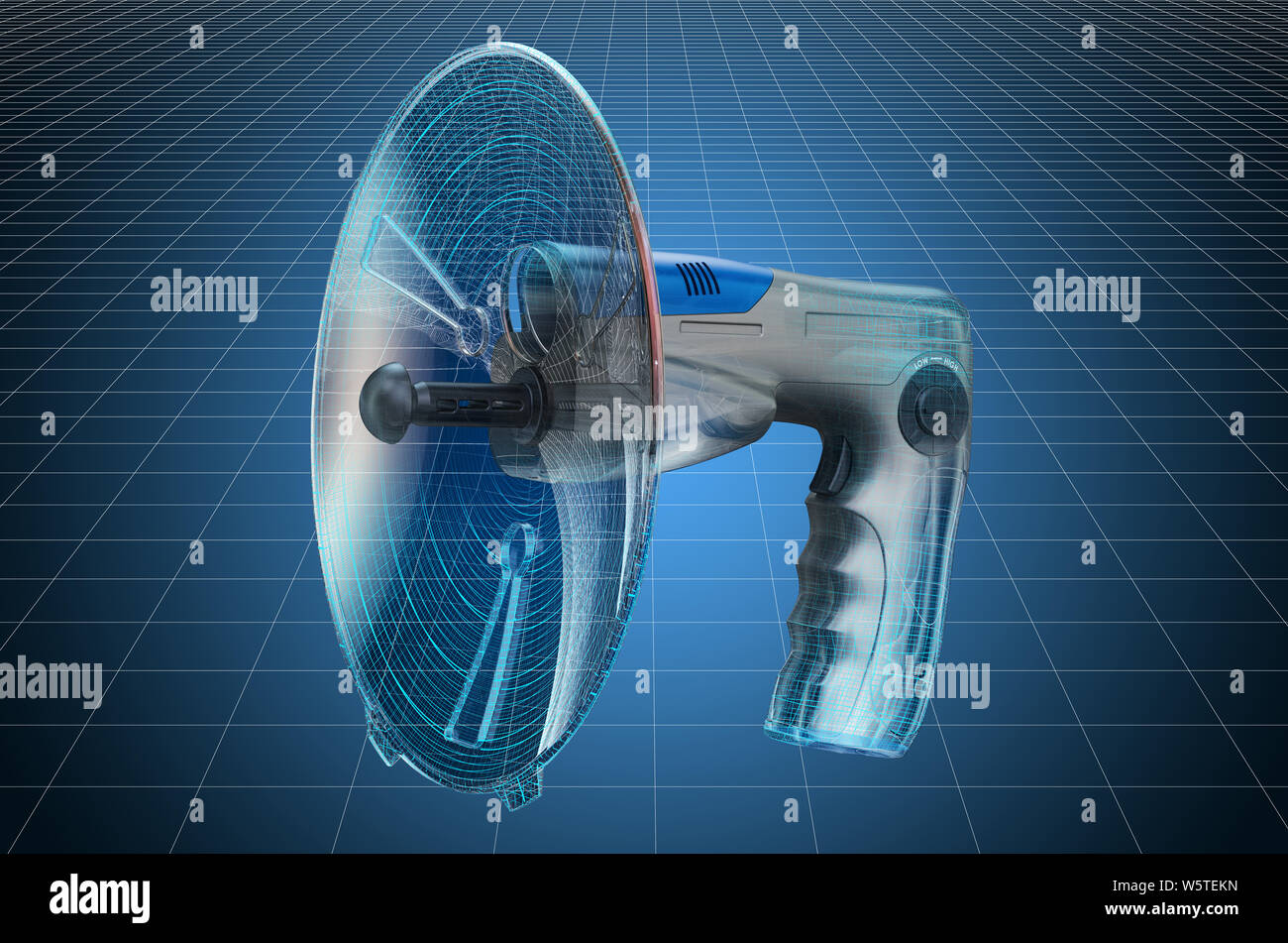 Visualization 3d cad model of parabolic microphone, blueprint. 3D ...