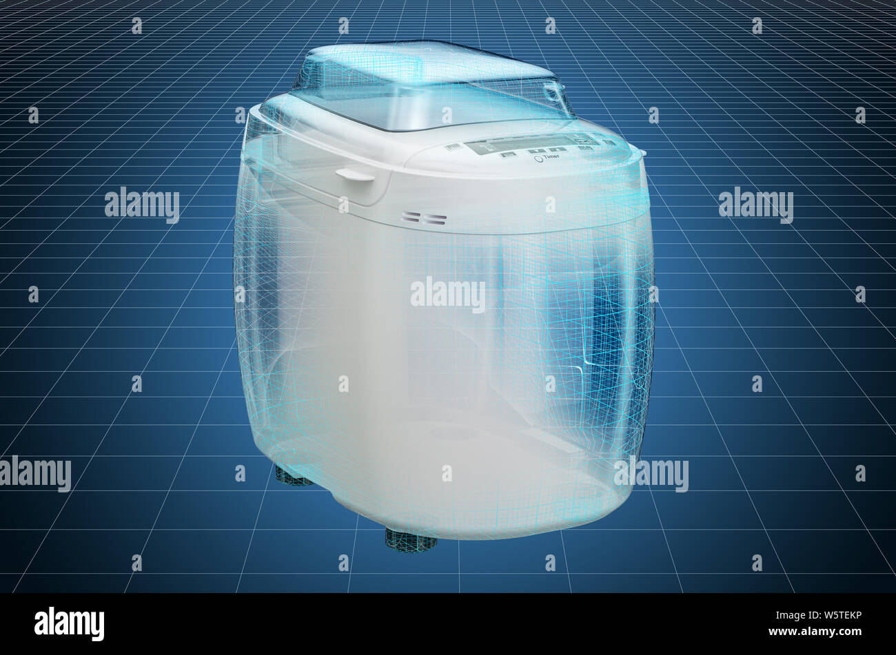 Visualization 3d cad model of modern bread making machine, blueprint ...