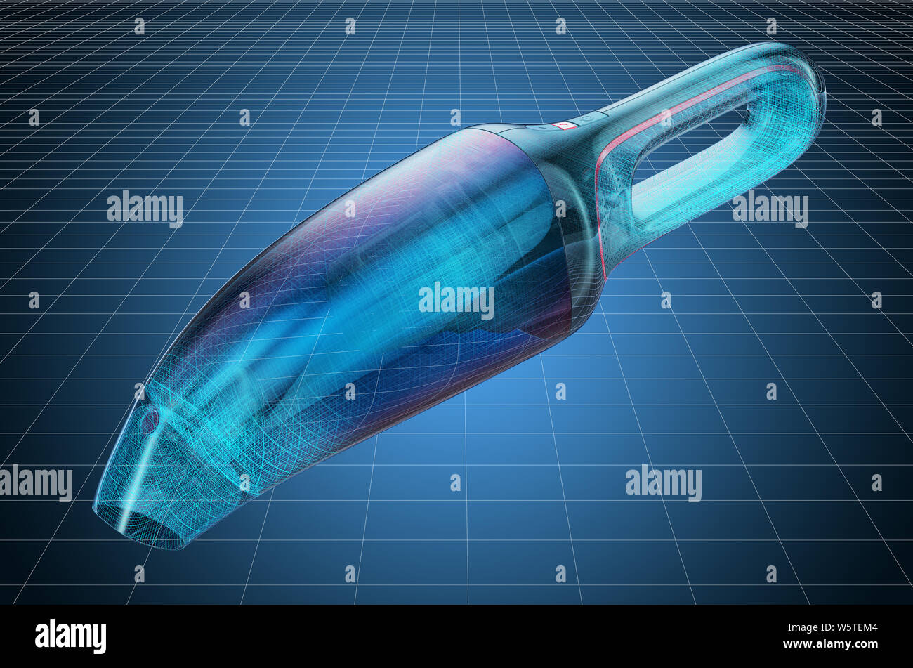 Visualization 3d cad model of portable vacuum cleaner, blueprint. 3D ...