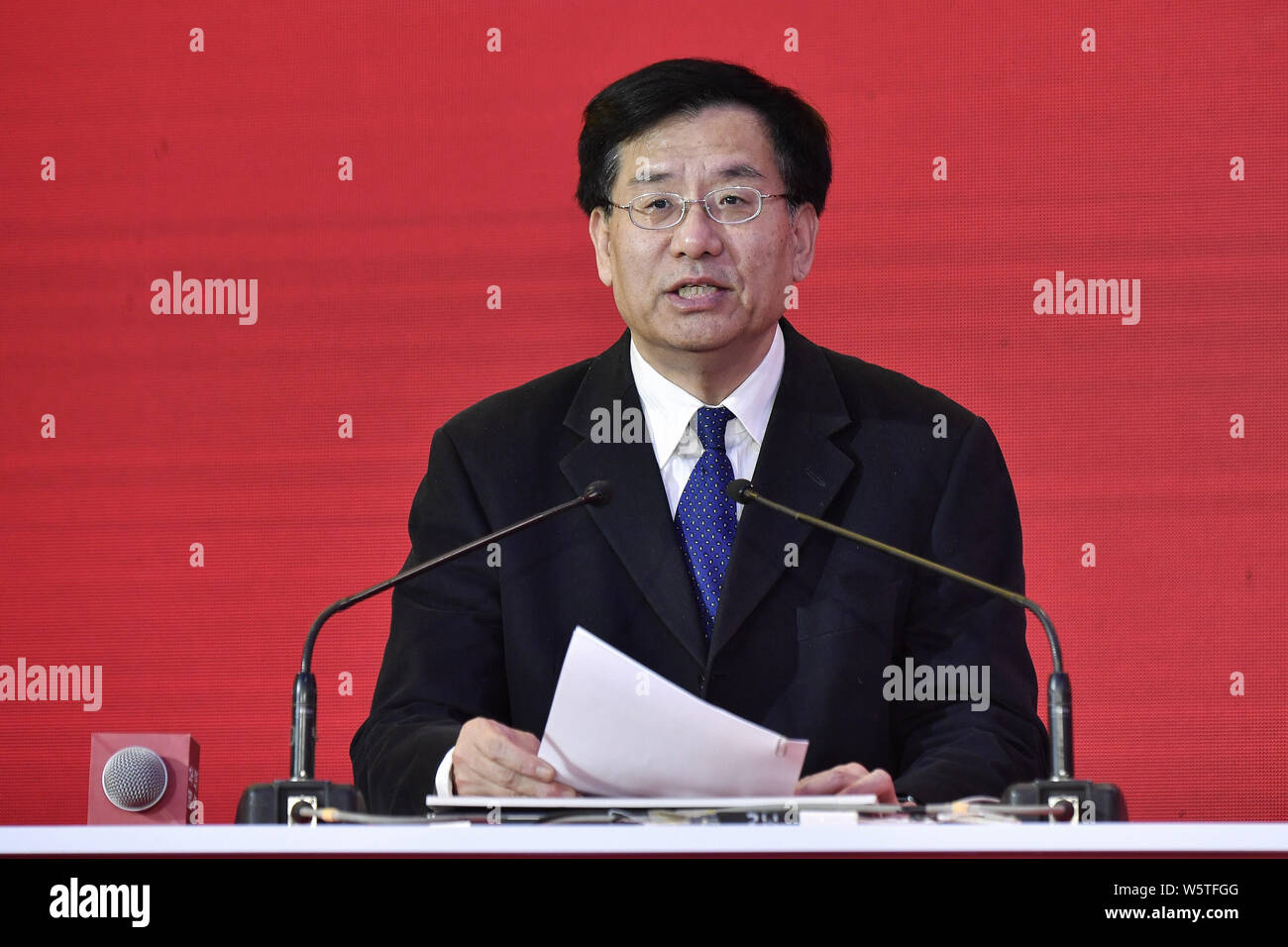 Zhang Xinxin, President of China News Service (CNS), speaks during the ...