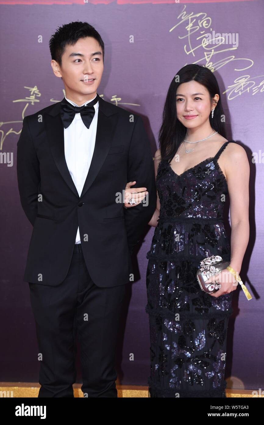 Taiwanese actress Michelle Chen, left, and her Chinese actor husband ...