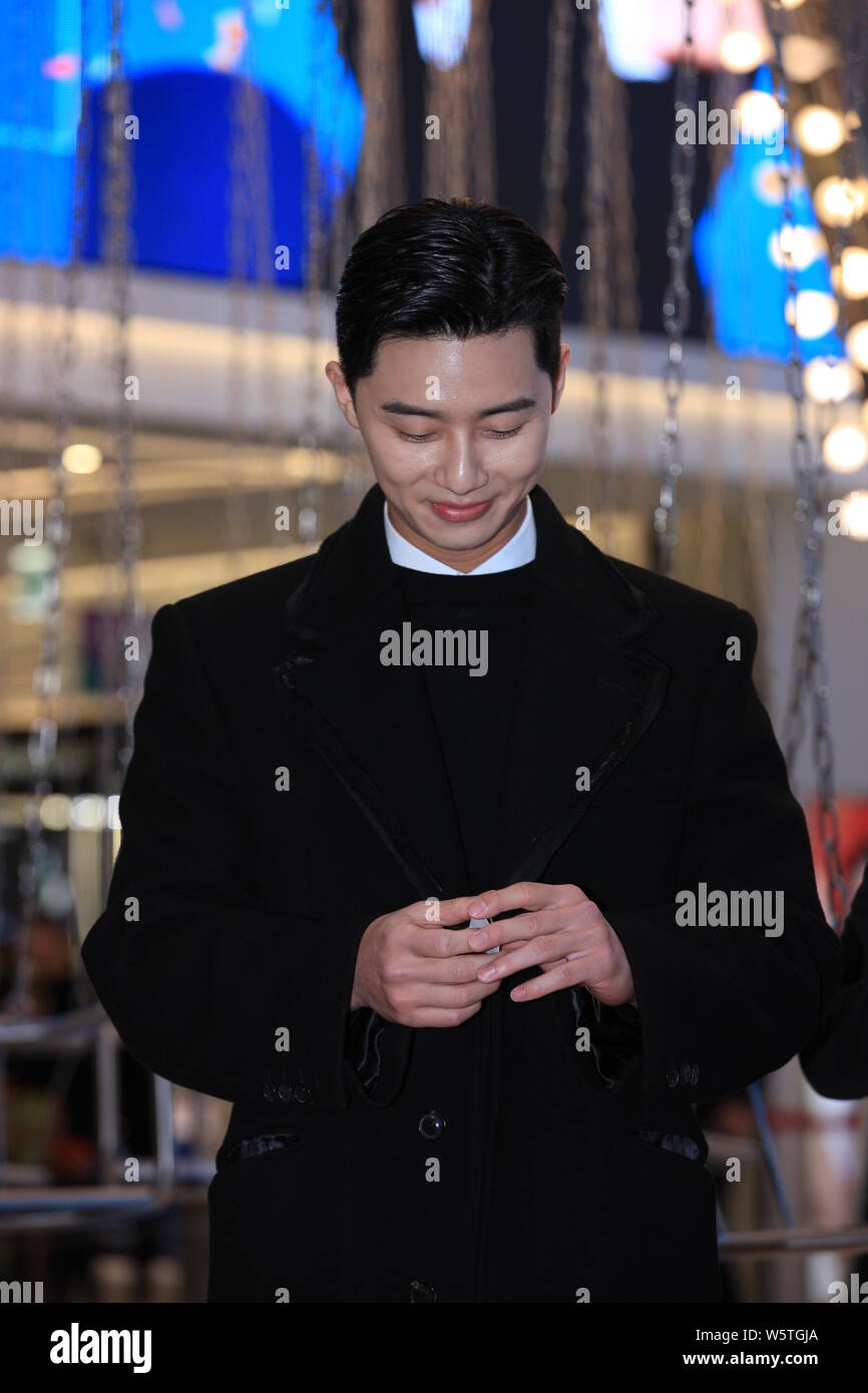 South Korean actor Park Seo-joon attends an autograph session in Taipei ...