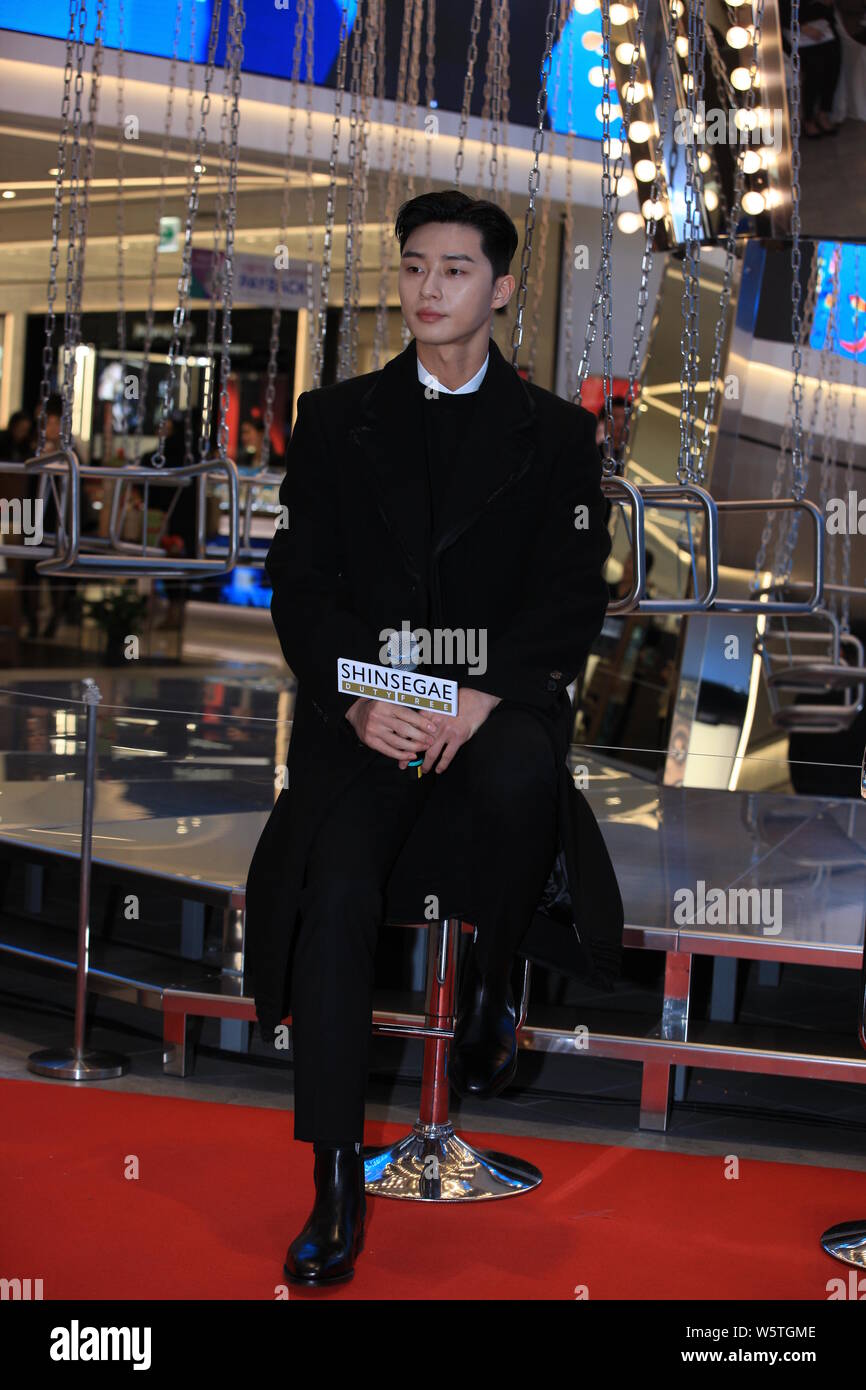 South Korean actor Park Seo-joon attends an autograph session in Taipei ...