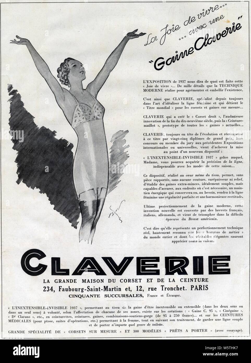 PUBLICITÉ ANCIENNE. 1937. CLAVERIE Stock Photo - Alamy