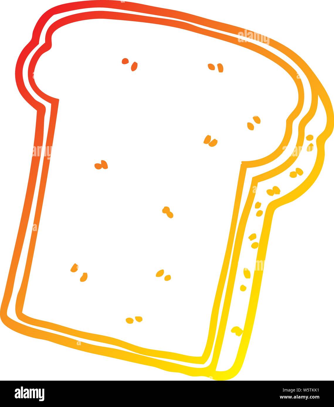 warm gradient line drawing of a cartoon slice of bread Stock Vector ...