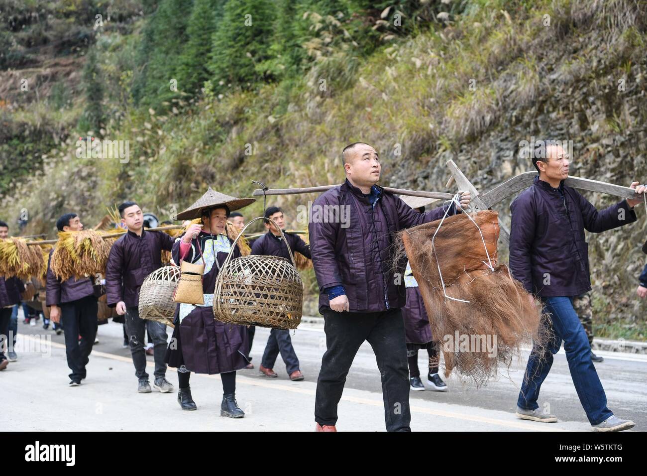 Chinese people of Dong ethnic group dressed in traditional silver ...