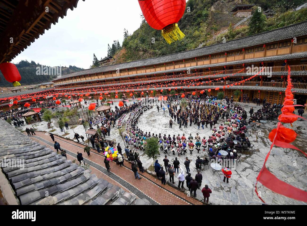 Chinese people of Dong ethnic group dressed in traditional silver ...