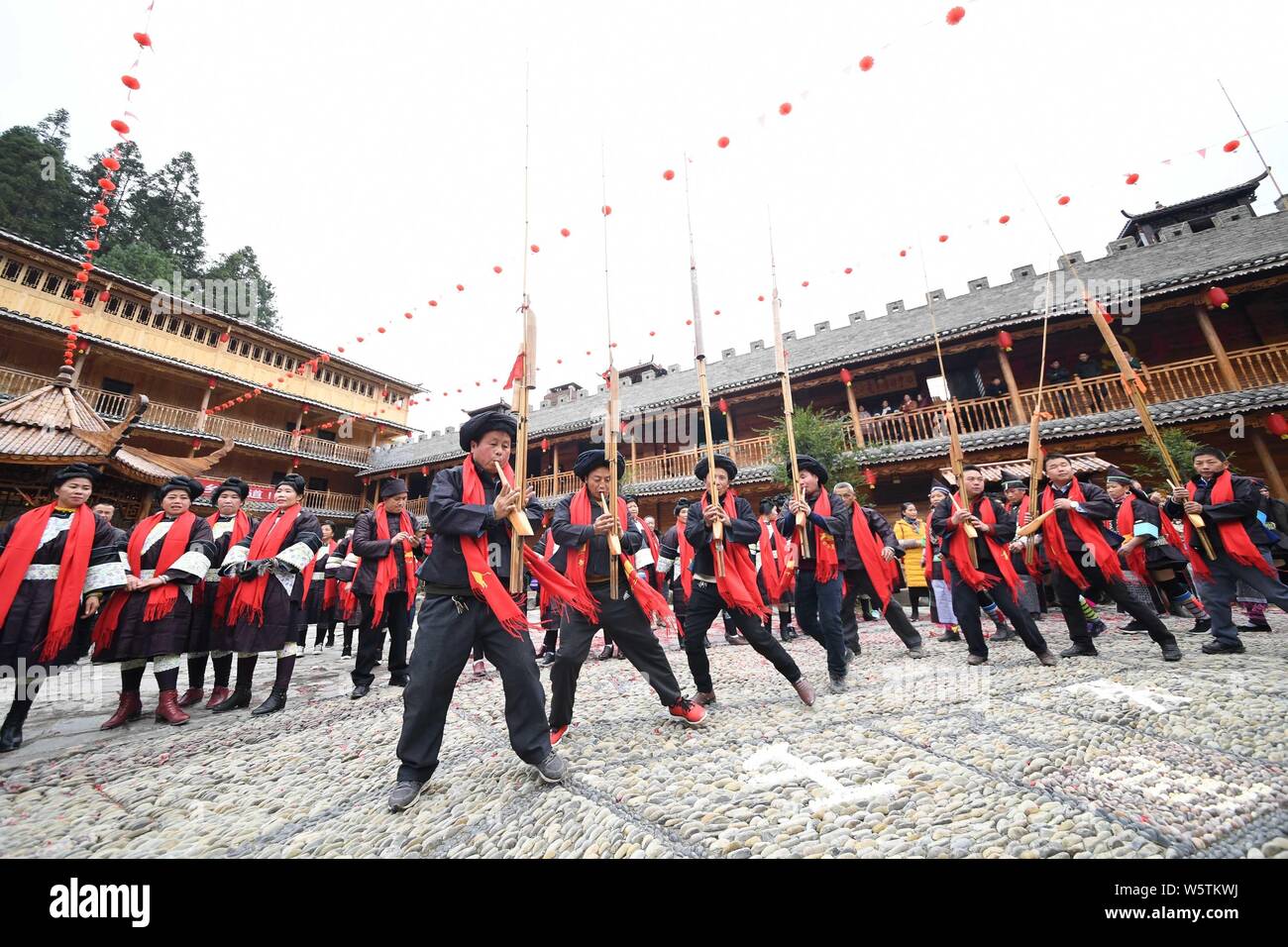Chinese people of Dong ethnic group dressed in traditional silver ...