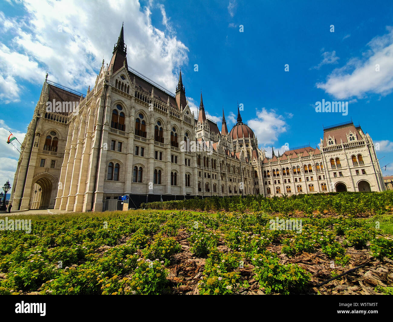 Panoramic view of the Hungarian parliament in Budapest on a beautiful ...