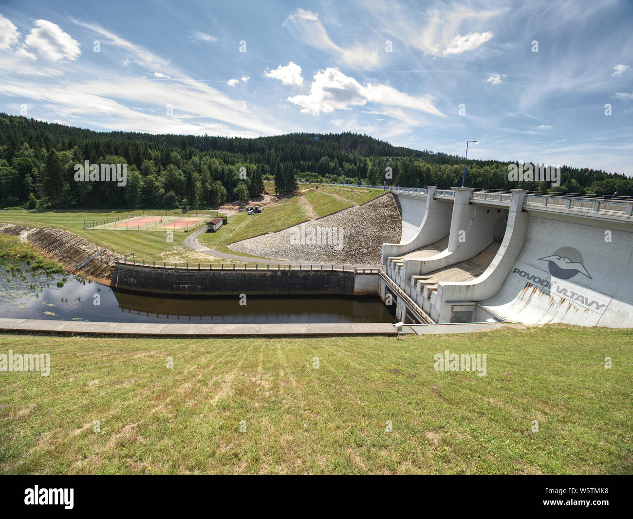 Dam on Lipno lake. 17th of July 2019, Czech Republic. The main weir on ...