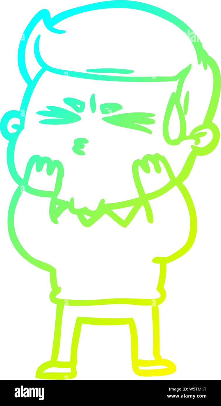 cold gradient line drawing of a cartoon man sweating Stock Vector Image ...