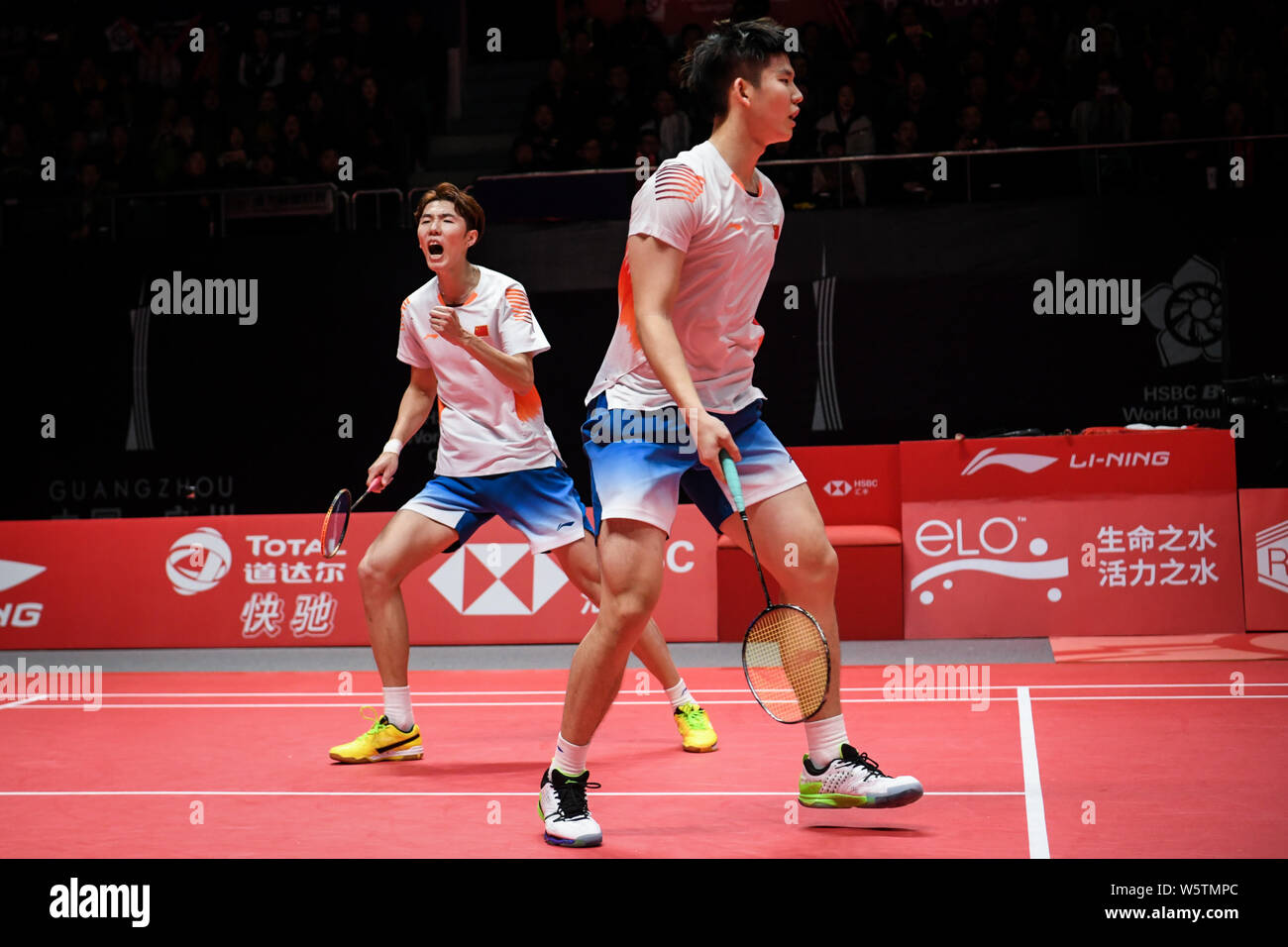 Li Junhui and Liu Yunchen of China reacts after scoring against Marcus ...