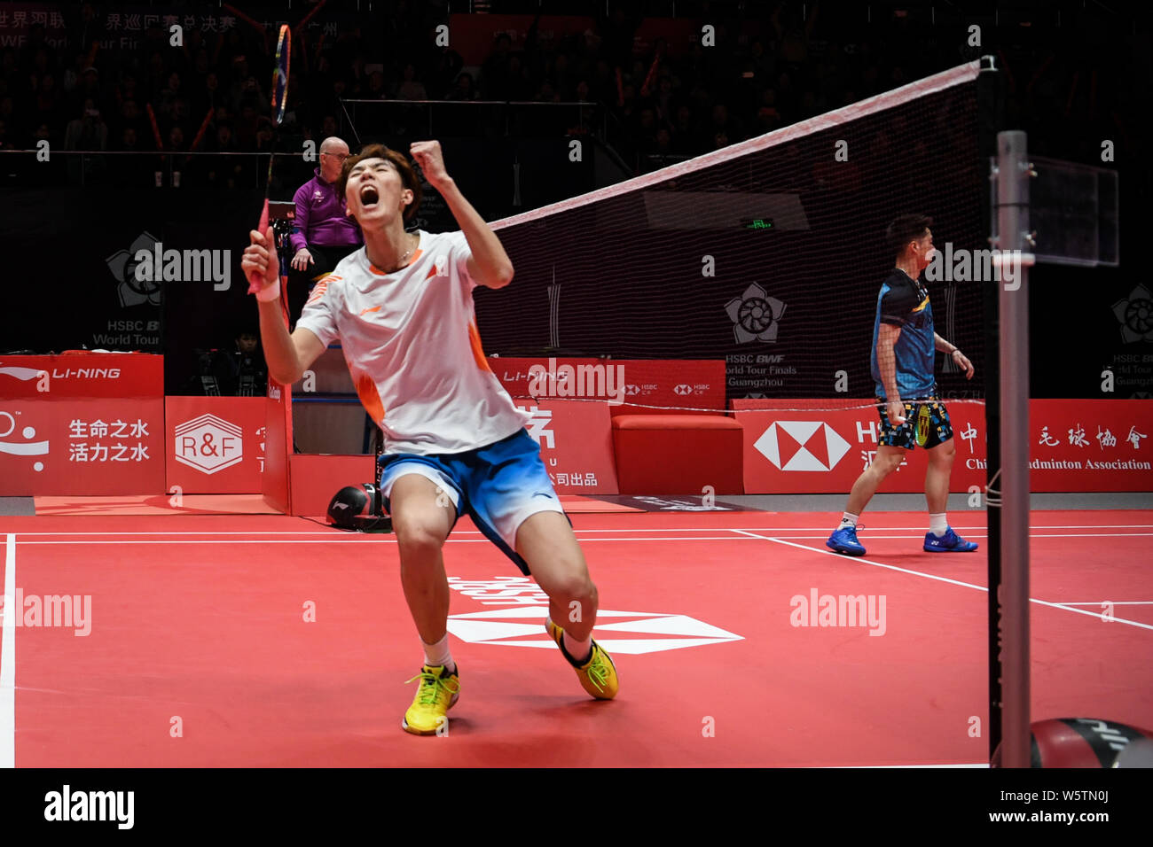 Li Junhui and Liu Yunchen of China reacts after scoring against Marcus ...