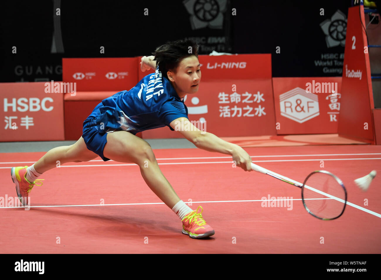 Chen Yufei of China returns a shot to Ratchanok Intanon of Thailand in their Women's Singles ...