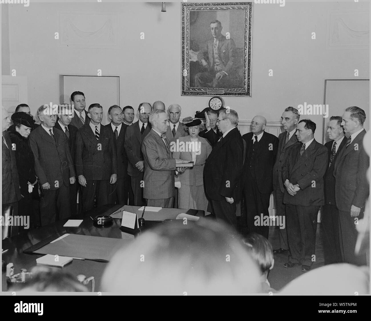 Photograph of Harry S. Truman taking the oath of office as President of ...