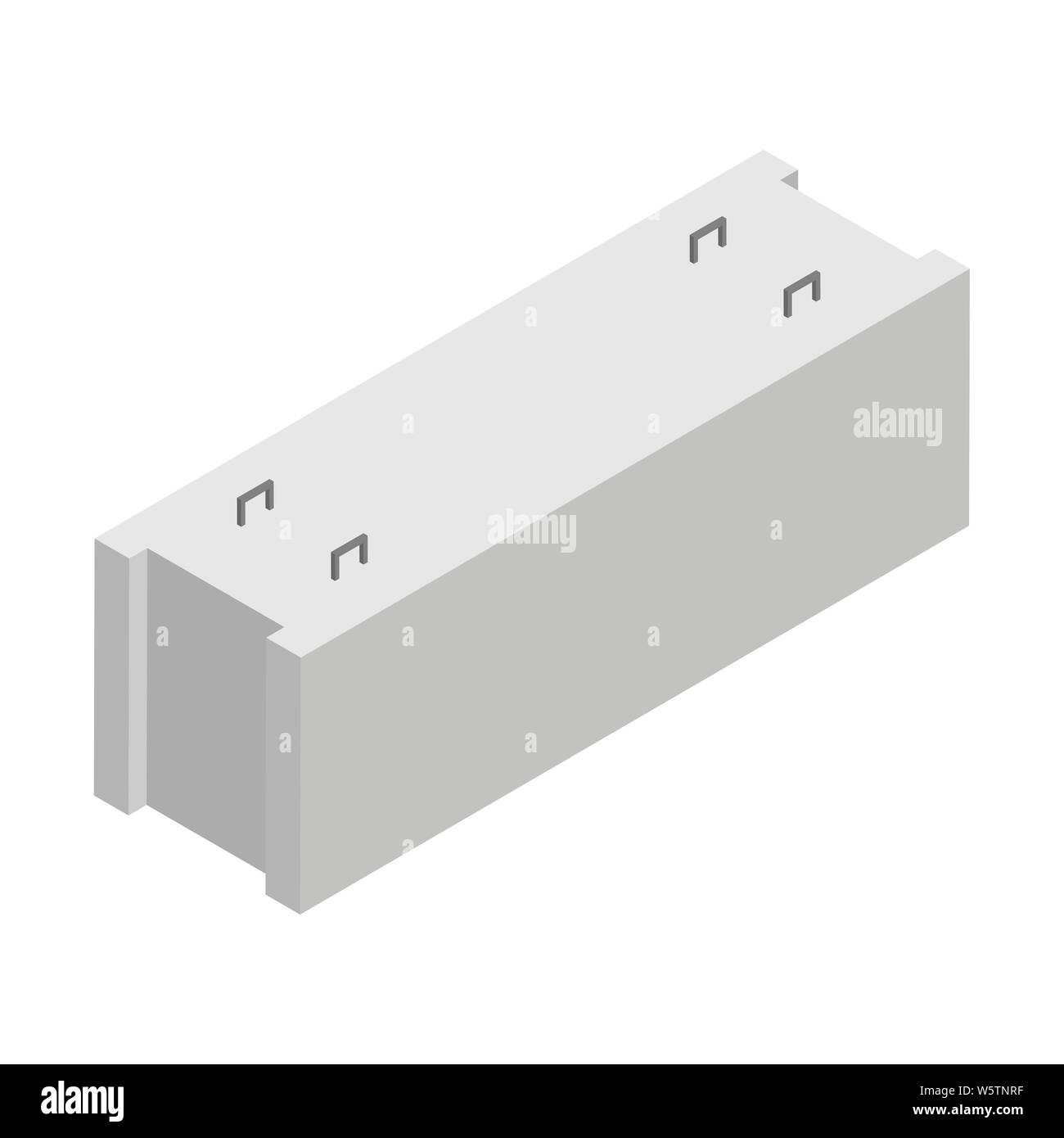 Precast cement concrete block isometric view isolated on white ...