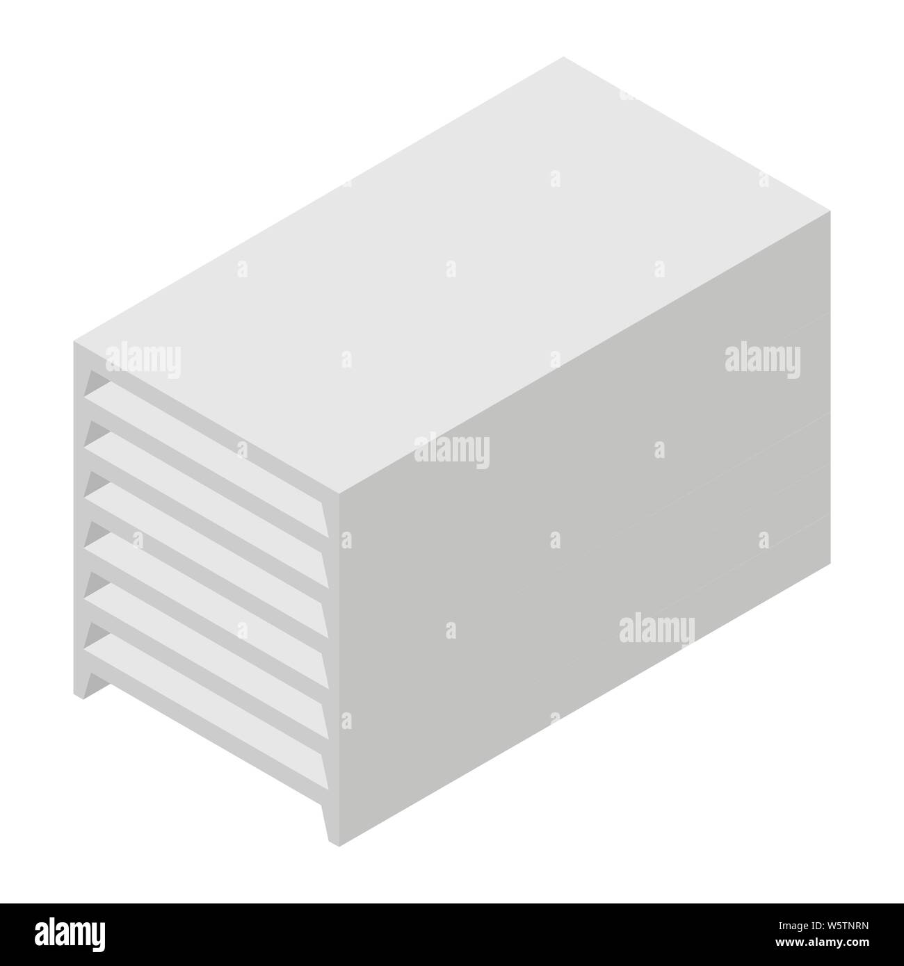 Stack of precast concrete solid blocks isometric view isolated on white ...