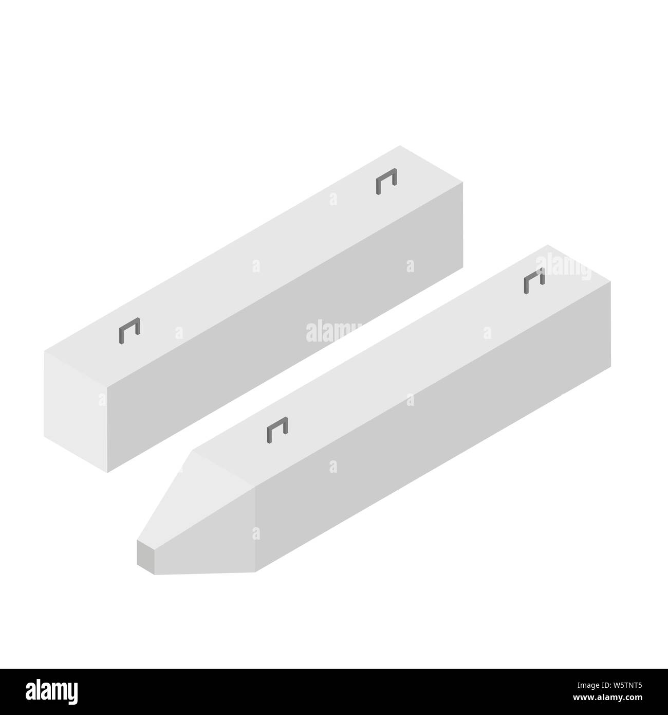 Precast cement concrete block isometric view isolated on white ...
