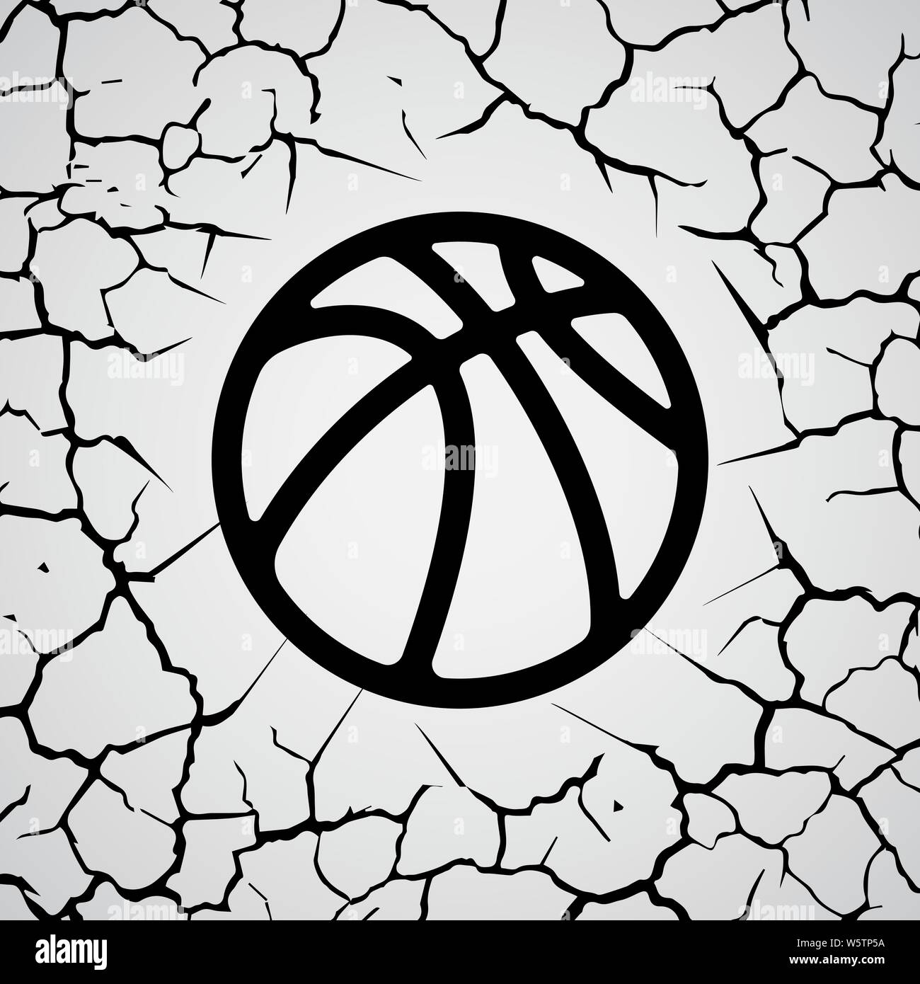 Black basketball outline symbol isolated on cracked background Stock ...